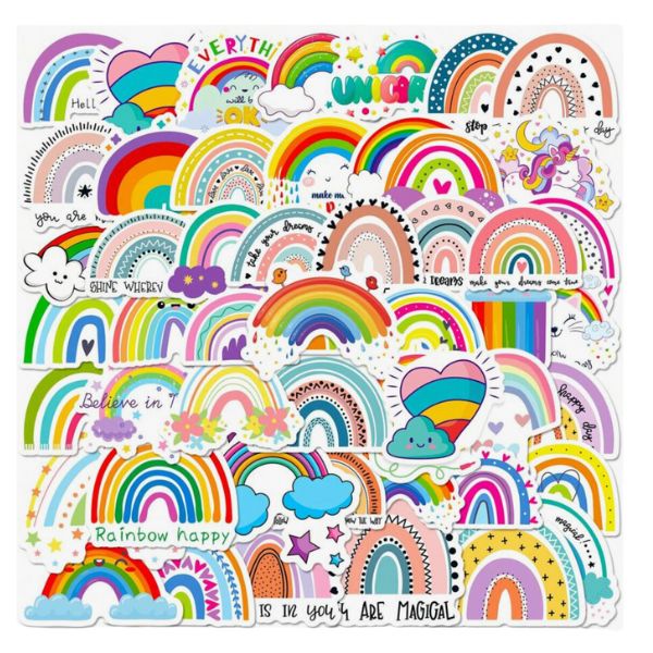 Arts & Crafts | Decorate school books | Rainbow Stickers – Scribble and ...