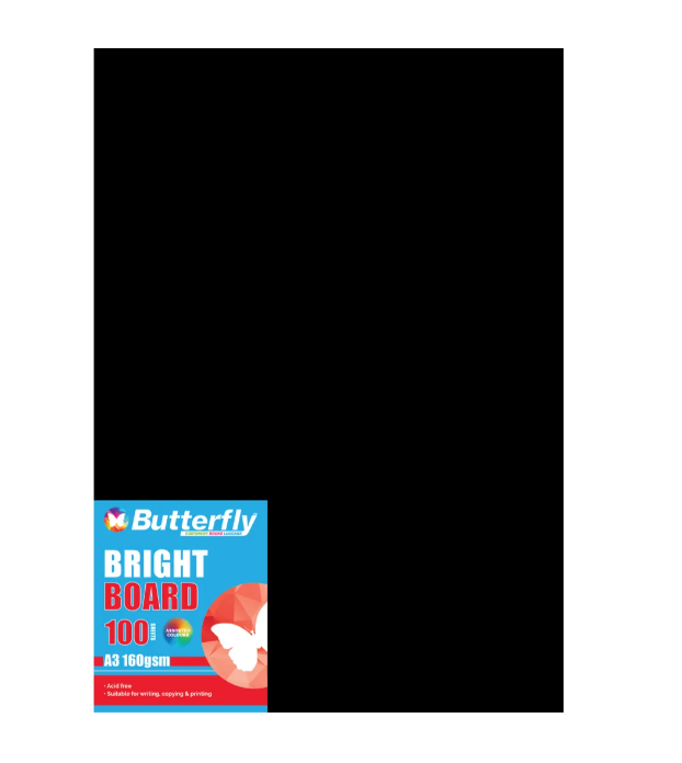 School Stationery | Butterfly A3 Black Cardboard, 160gsm | Shop online ...